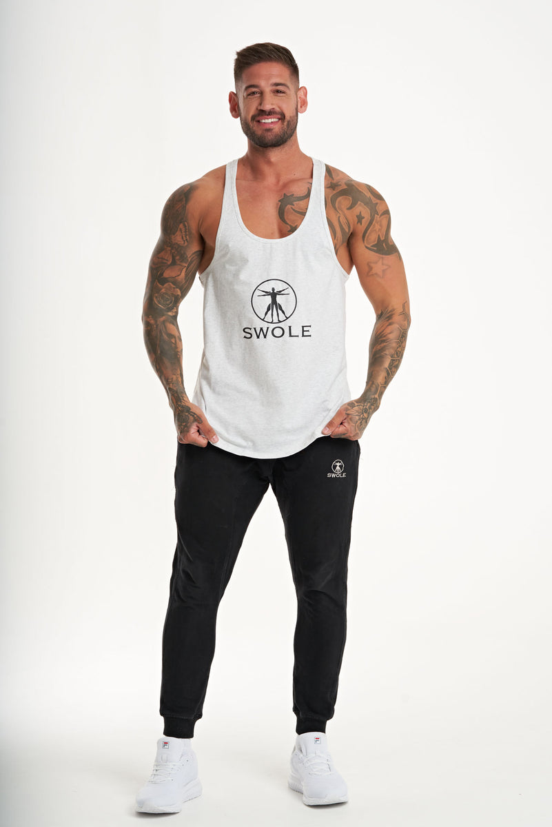 Stringer Large Logo Vest in White – Swole Gym Clothing